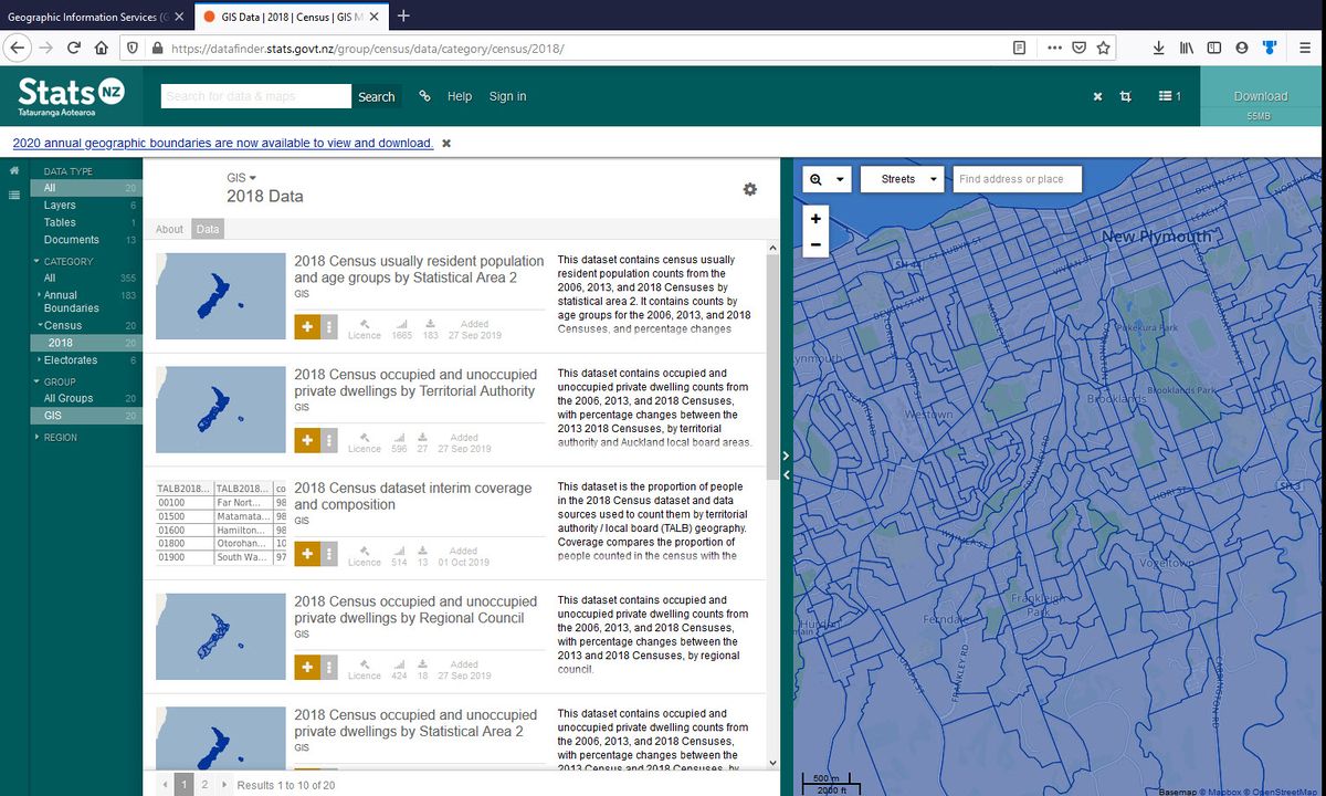 Statistics NZ - online spatial data - CitSciHub